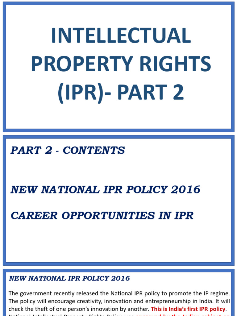 Ipr Part 2 | PDF | Intellectual Property | Business Law