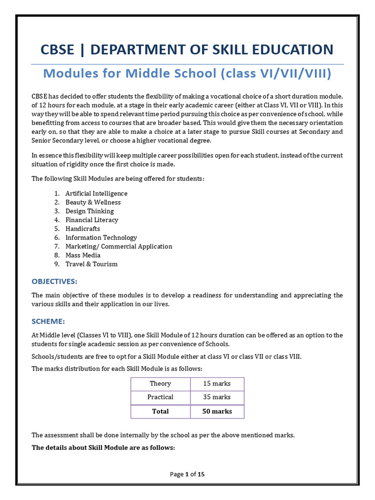 CBSE Skill Modules for Middle School | PDF | Artificial Intelligence ...