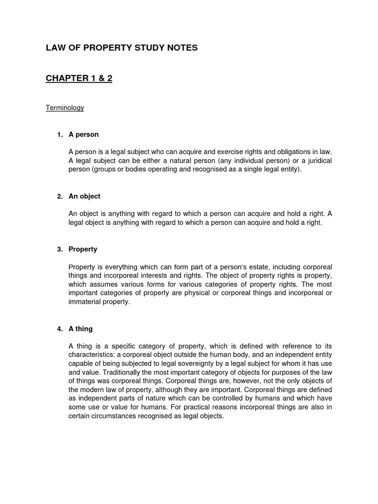 Property Law Study Notes Overview | PDF | Property | Justice