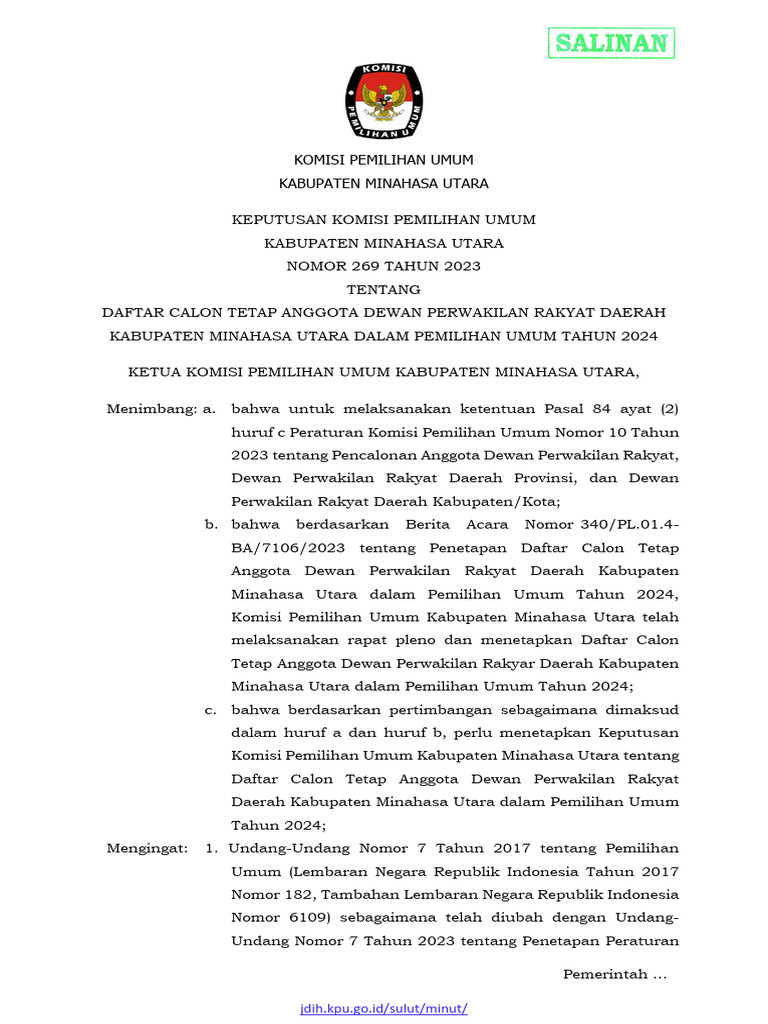 KPT 269 THN 2023 Minut | PDF