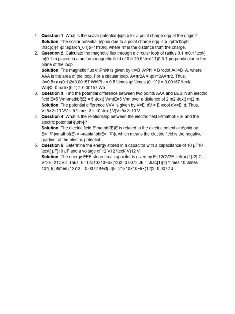 Quiz 4 - Electromagnetic Fields and Potentials | PDF
