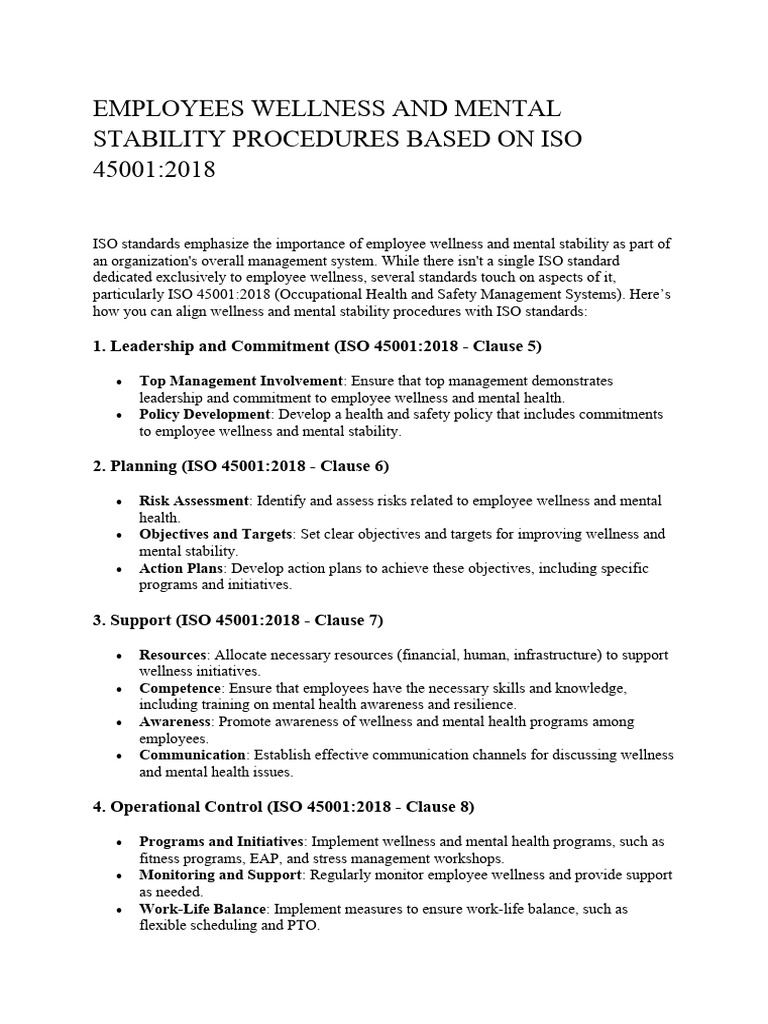 Employee Wellness and Mental Stability Program | PDF | Mental Health ...