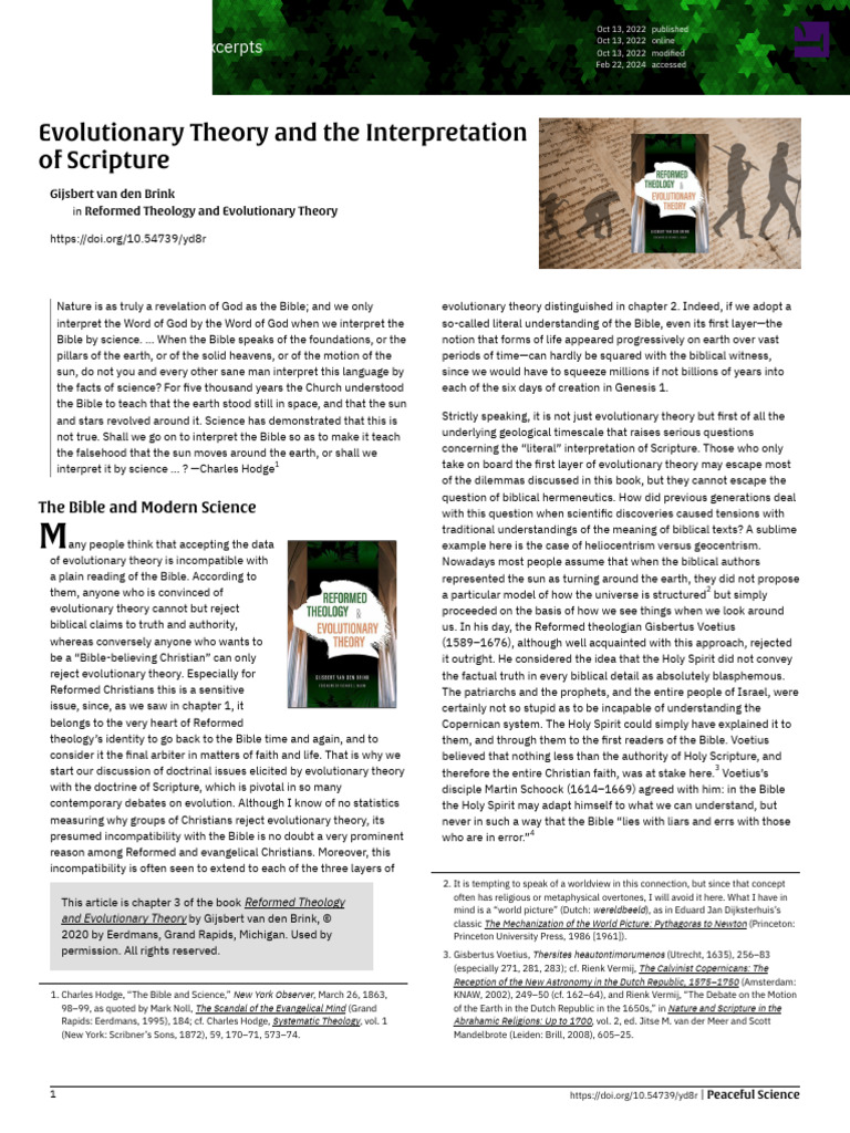 Evolutionary Theory Interpretation Scripture | PDF | Creationism | Bible