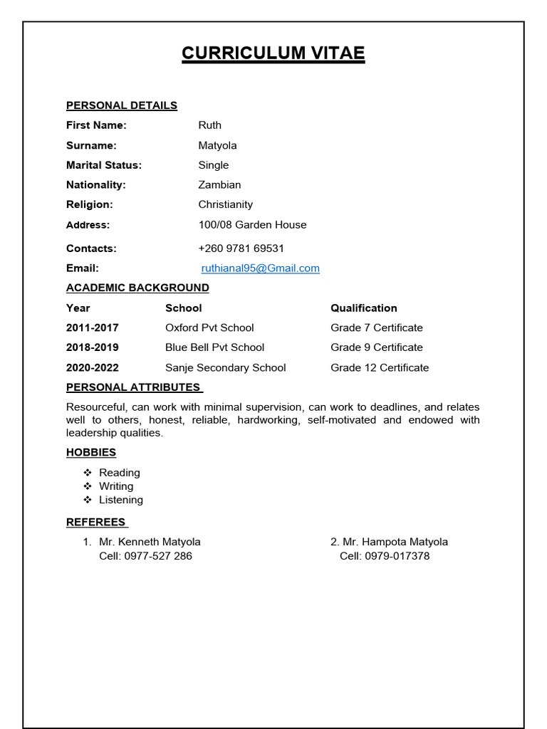 Curriculum Vitae Ruth | PDF