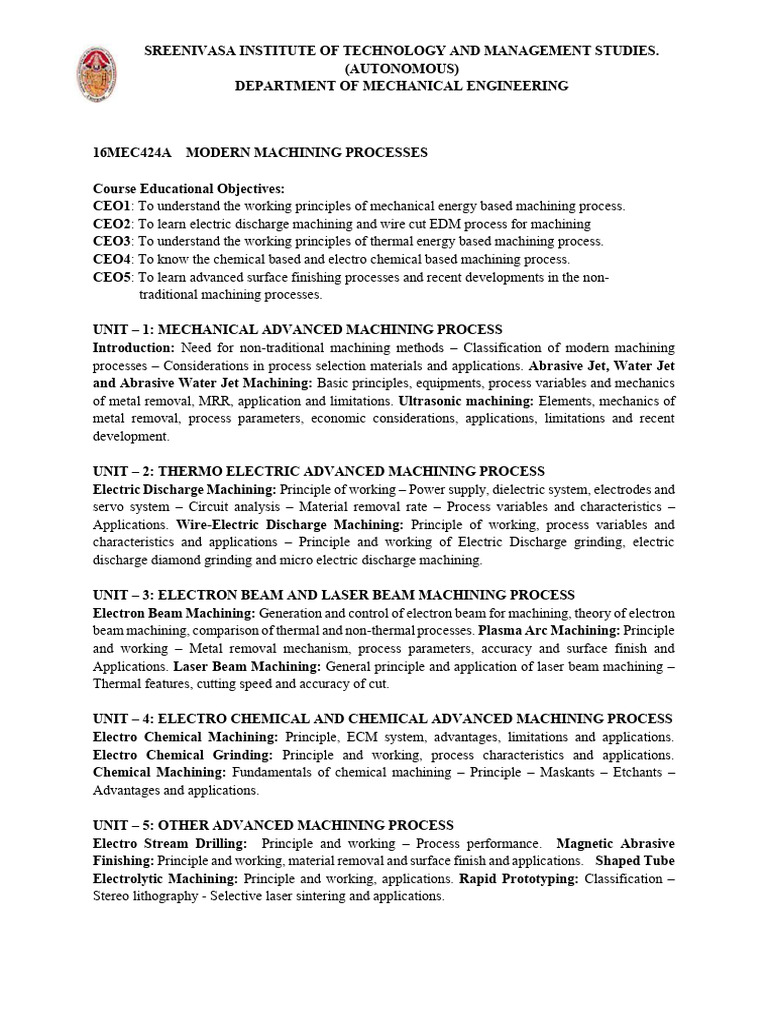 4.4 2 Modern Manf Process | PDF | Machining | Materials