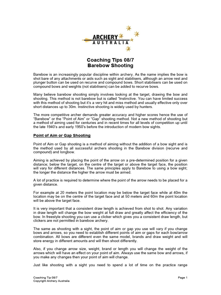 Barebow CoachingTips | PDF | Archery | Bow And Arrow