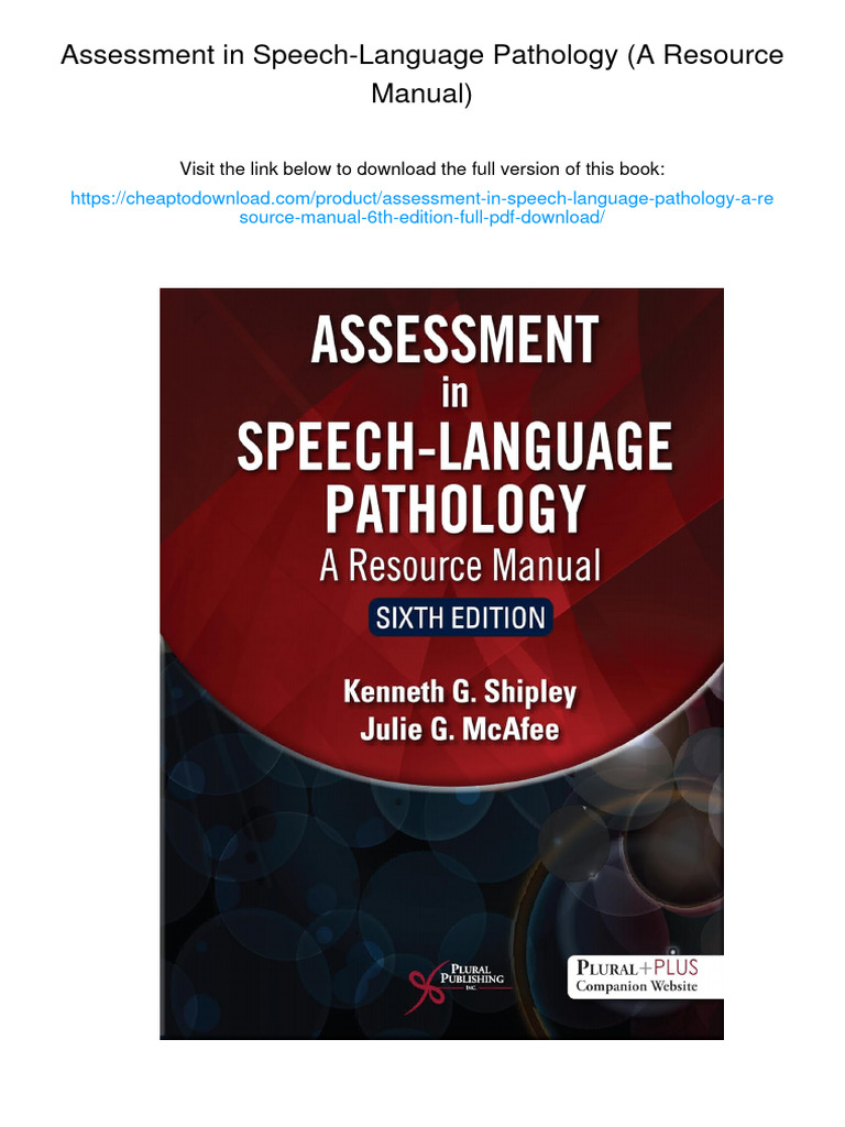 Assessment in Speech-Language Pathology (A Resource Manual) - ISBN ...