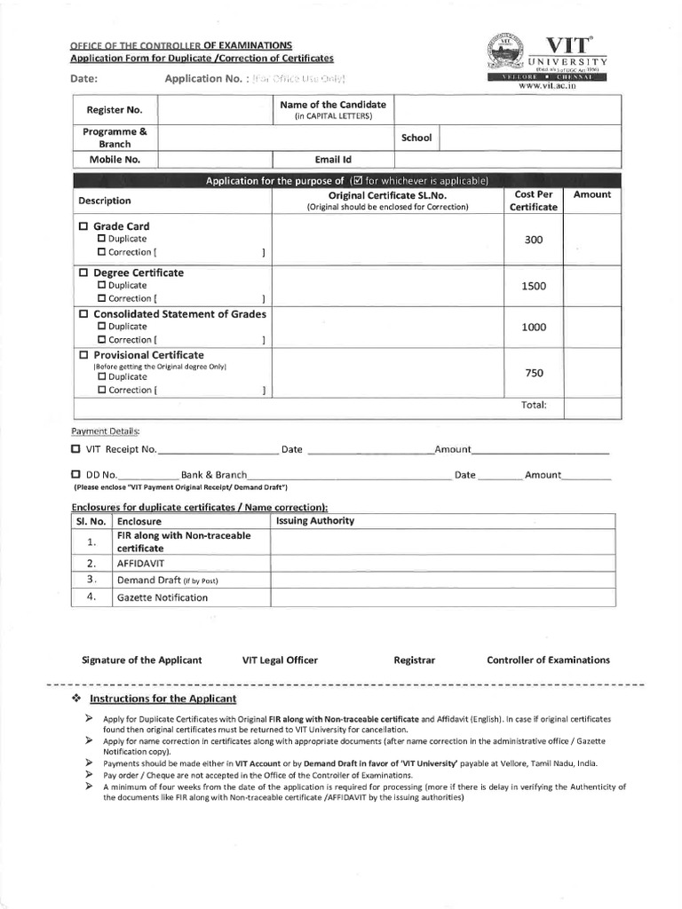 Duplicate & Correction GS New Application Form | PDF