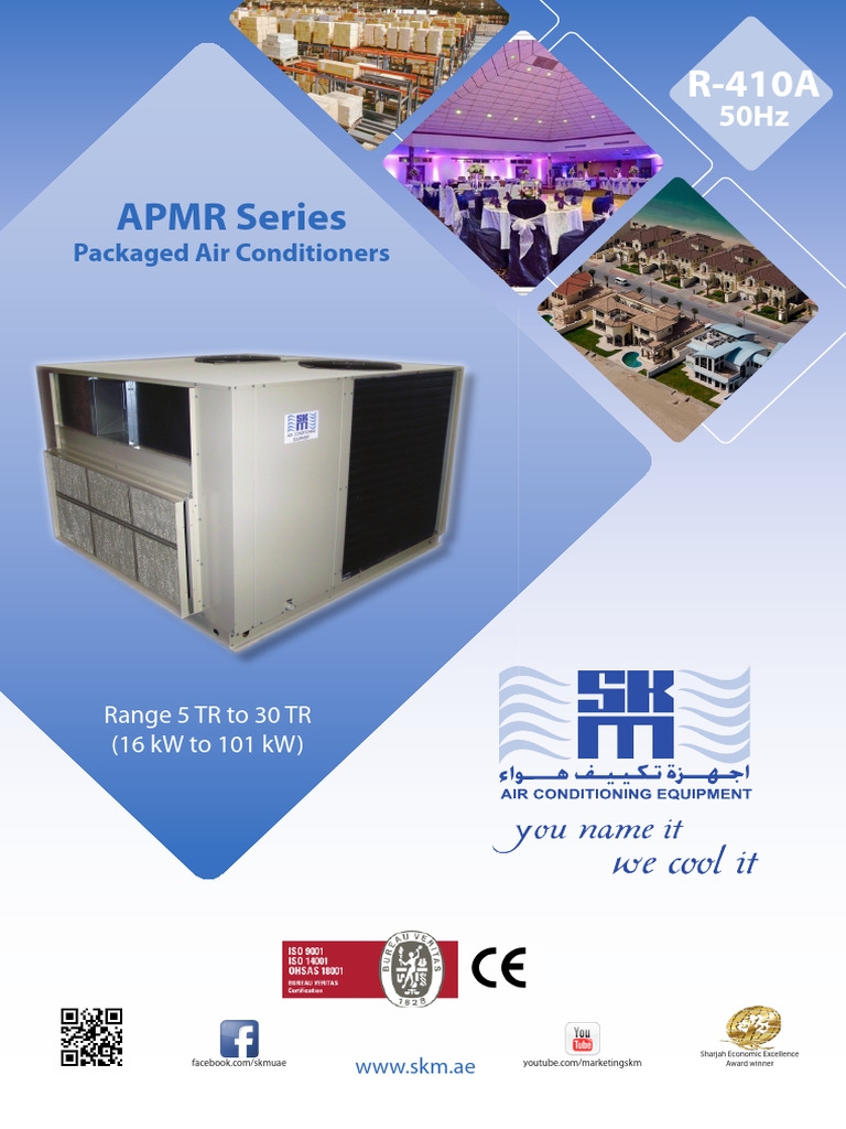 APMR50Hz R410A 5TR TO 30TR 1 1 | PDF | Air Conditioning | Electric Motor