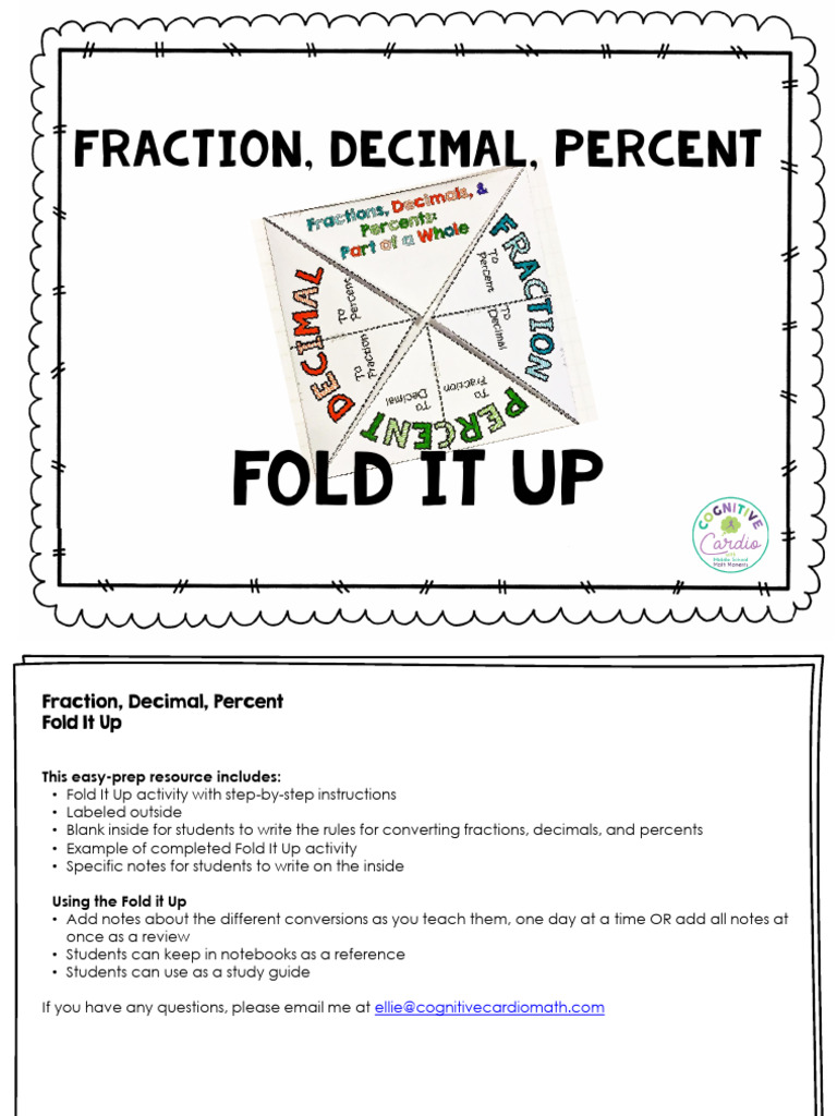 Fraction, Decimal, Percent: Fold It Up | PDF | Decimal
