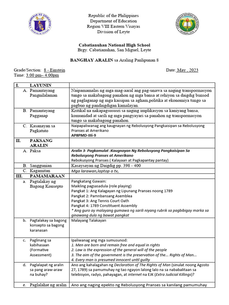 Ap8 - reBOLUSYONG pRANSES - PAGKAKAPANTAY-PANTAY | PDF