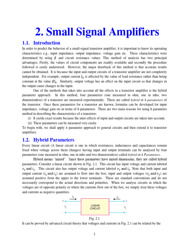 Topic 2 - Small Signal Amplifiers | PDF | Amplifier | Electrical Impedance