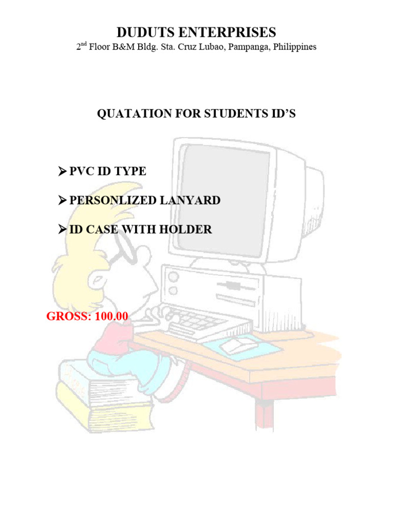 Student ID Quotation - Duduts Enterprises | PDF