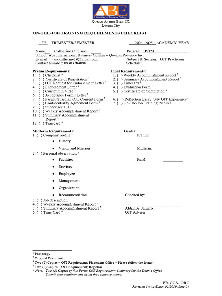 New Checklist | PDF | Behavior Modification