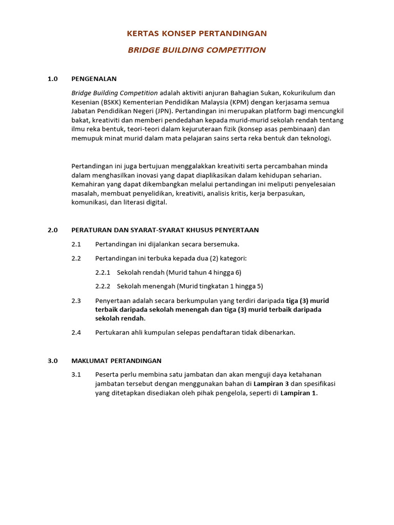 Kertas Konsep Pertandingan Bridge Building Competition | PDF