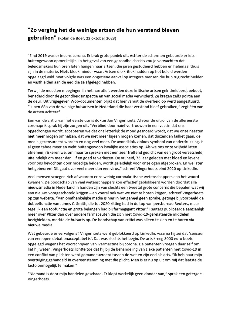Zo Verging Het de Weinige Artsen Die Hun Verstand Bleven Gebruiken | PDF