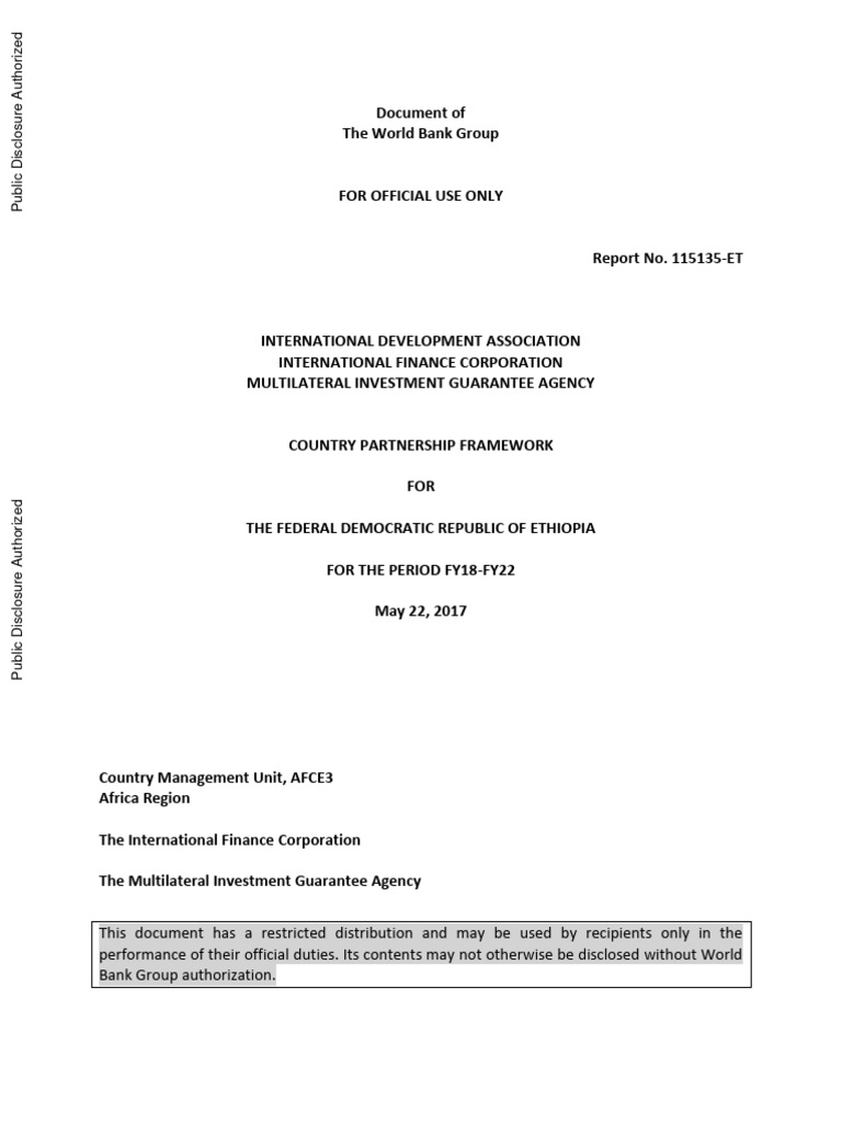 Ethiopia Country Partnership Framework June 5 2017 FINAL 06052017 | PDF ...