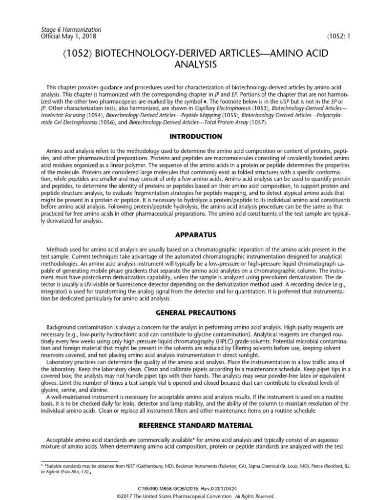 USP42 Amino Acid Analysis | PDF | High Performance Liquid Chromatography | Chromatography