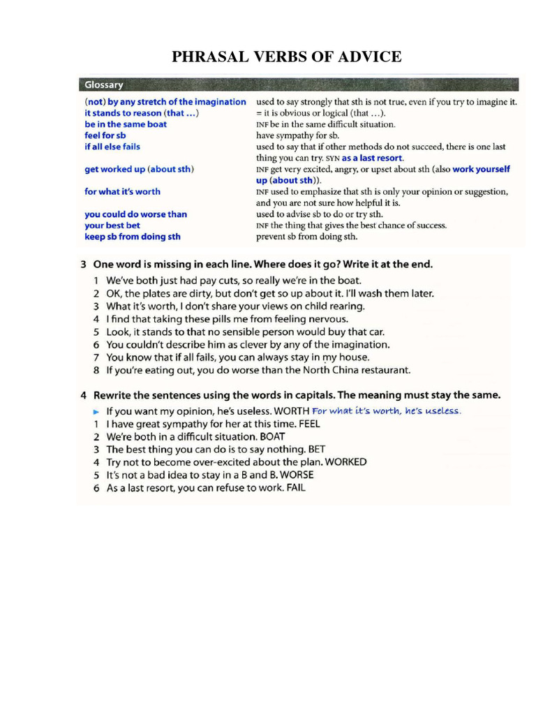 Phrasal Verbs of Advice | PDF