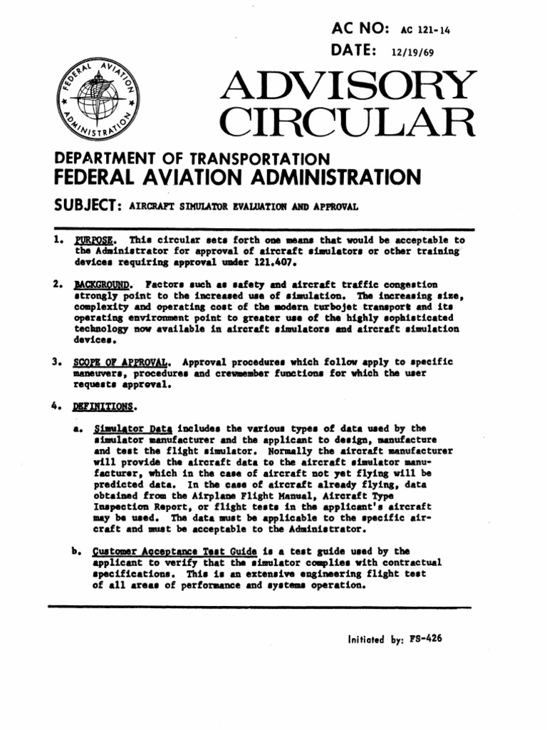 Aircraft Simulator Approval Guide | PDF | Takeoff | Aircraft