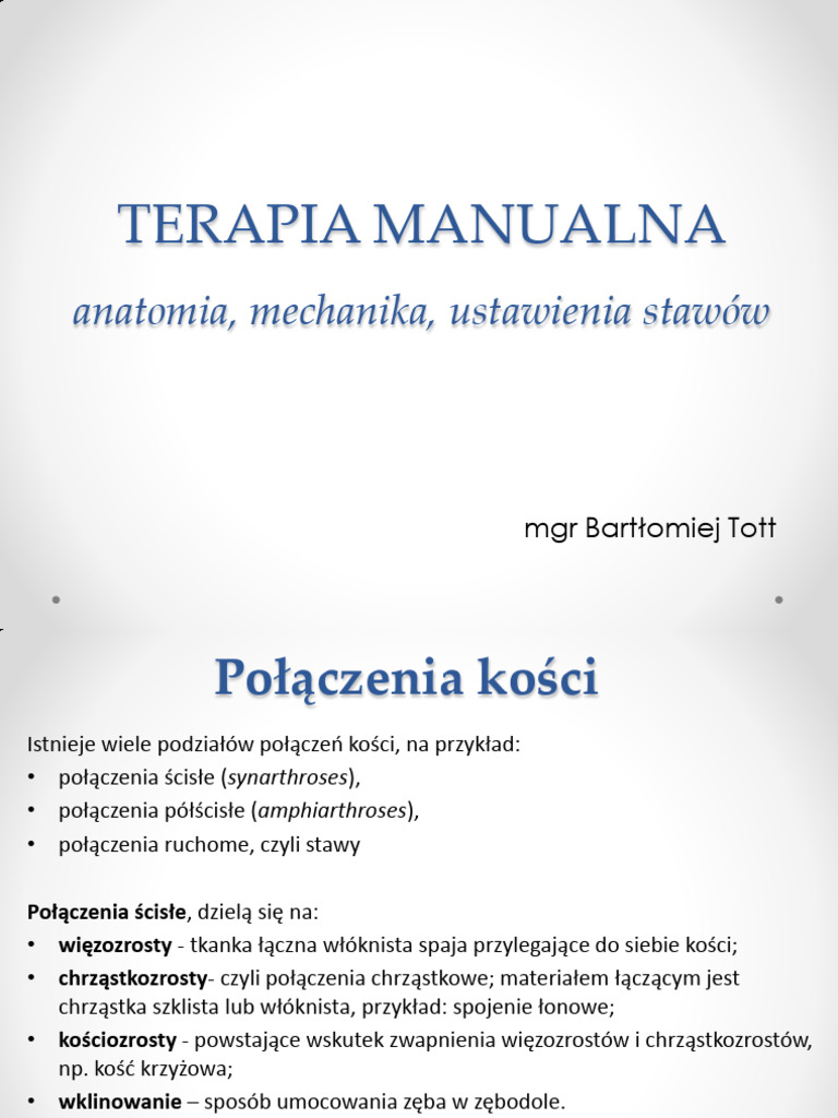 1.3. TERAPIA MANUALNA Anatomia, Mechanika, Ustawienia Stawów | PDF