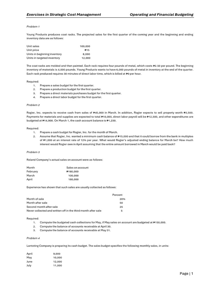 Budgeting Pdf Budget Inventory