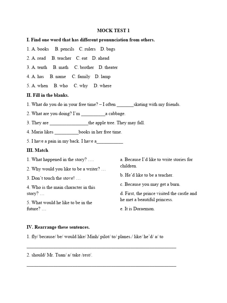 Đề thi hk 2 TA5 | PDF