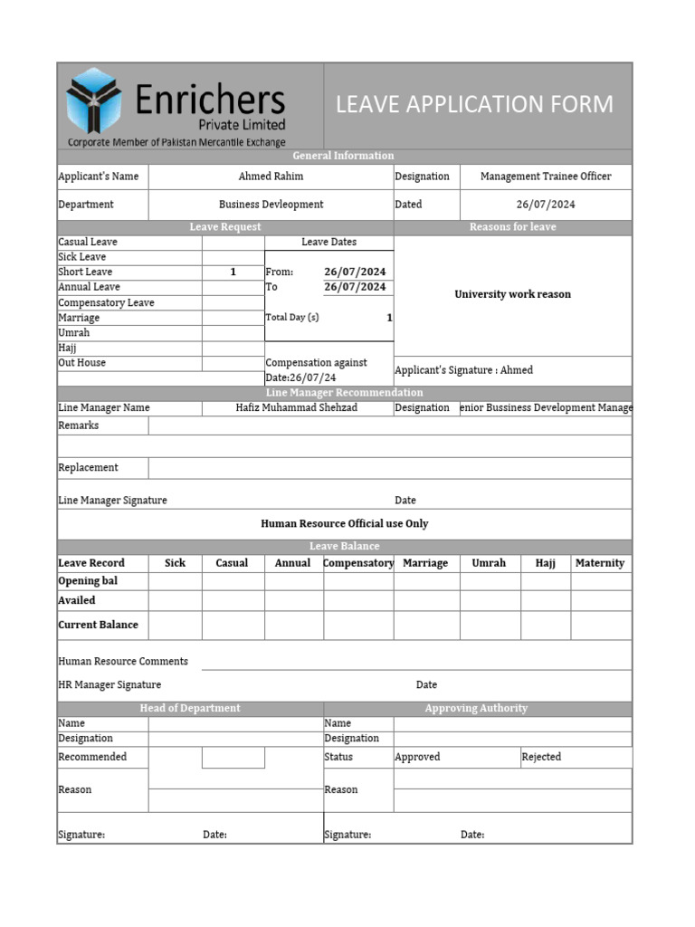 Leave Application Form Template | PDF | Hajj | Mecca