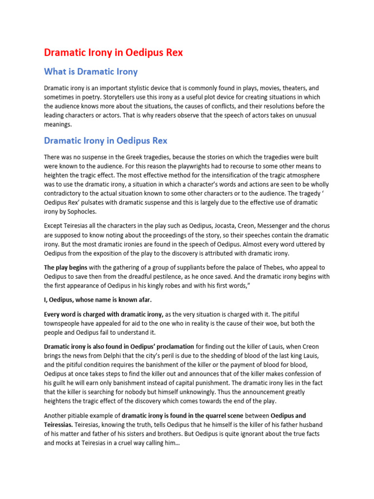 Dramatic Irony in Oedipus Rex | PDF | Oedipus