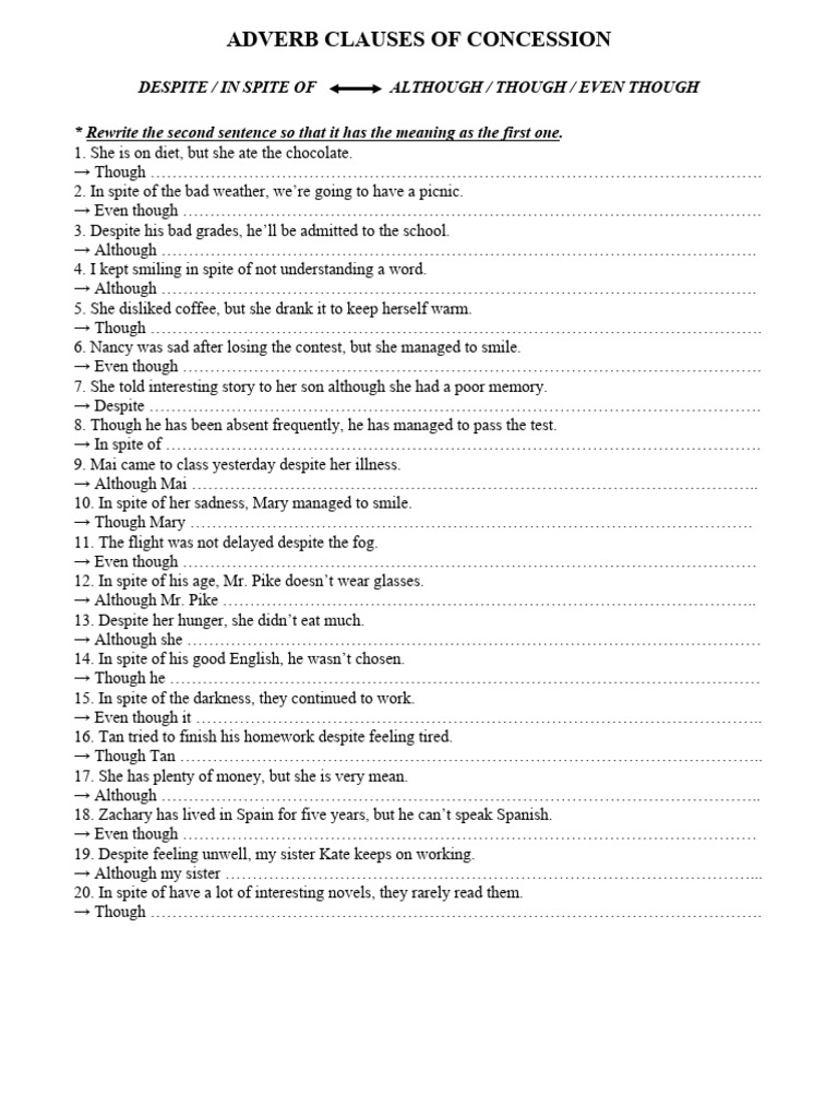 Adverb Clauses of Concession | PDF