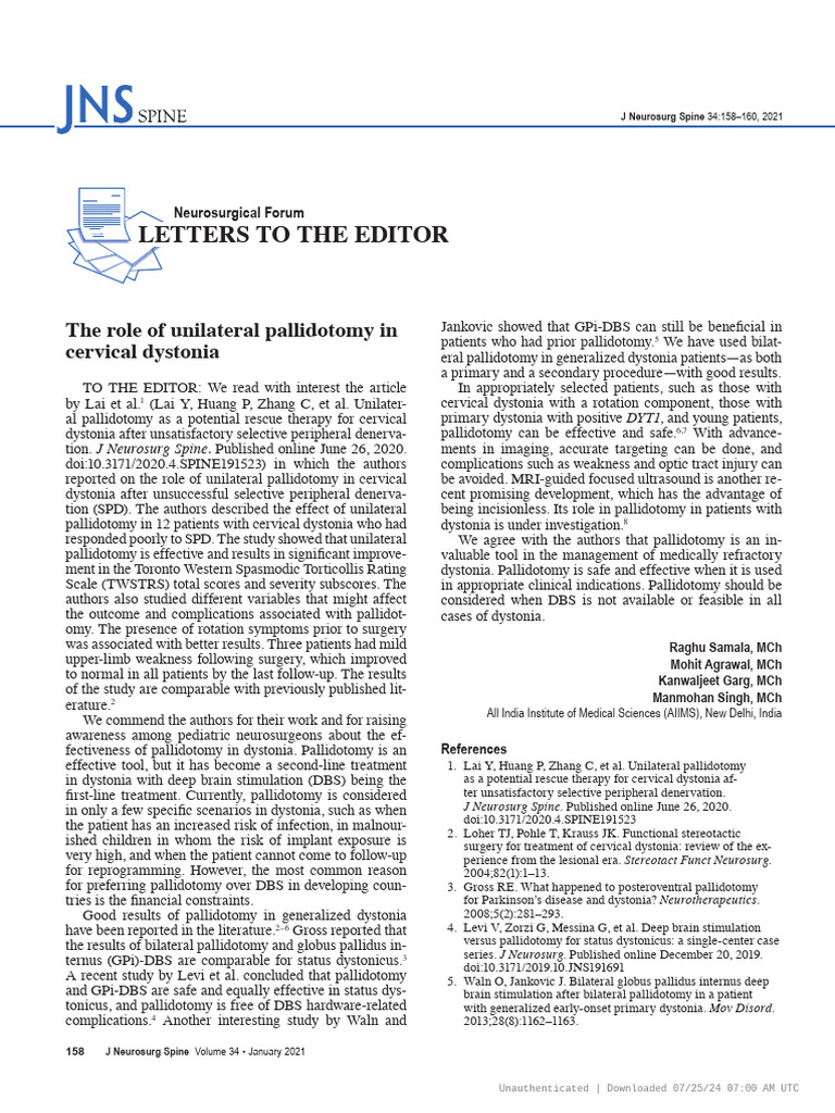 J Neurosurg Spine Article p158 | PDF | Neurosurgery | Deep Brain ...