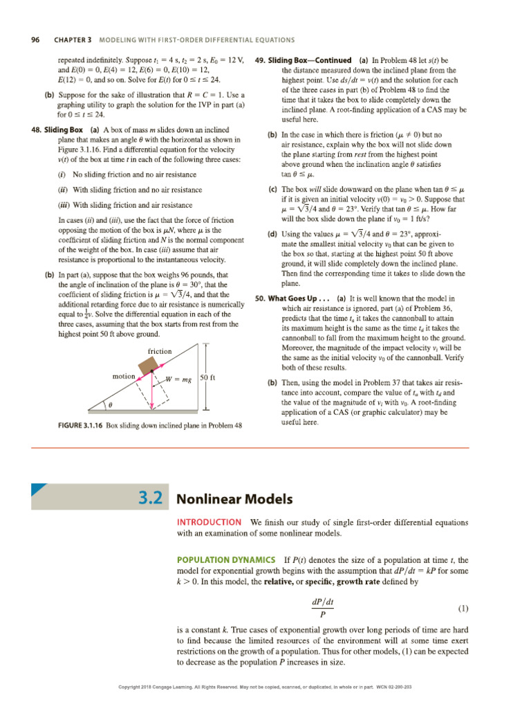 Modelling With First Order Non-Linear ODE - Section3.2 | PDF