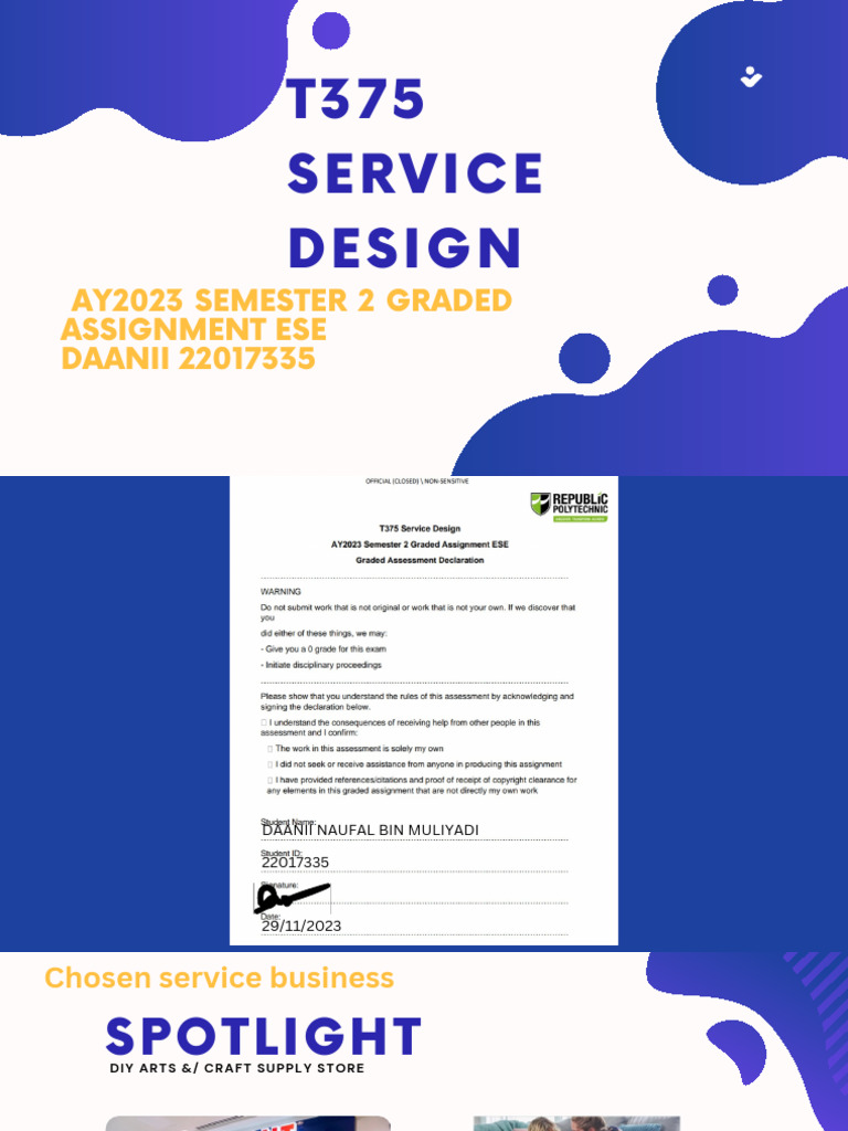 T375 Service Design AY2023 Semester 2 Graded Assignment ESE PDF | PDF ...