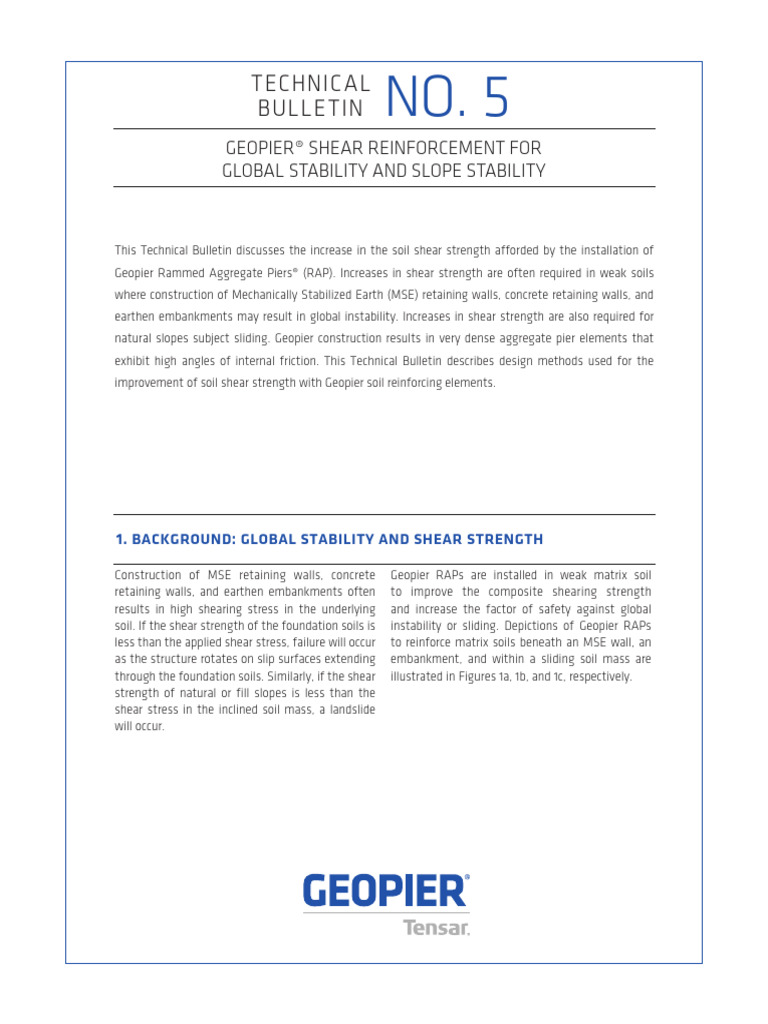 TB 5 Geopier Shear Reinforcement For Global Stability and Slope ...