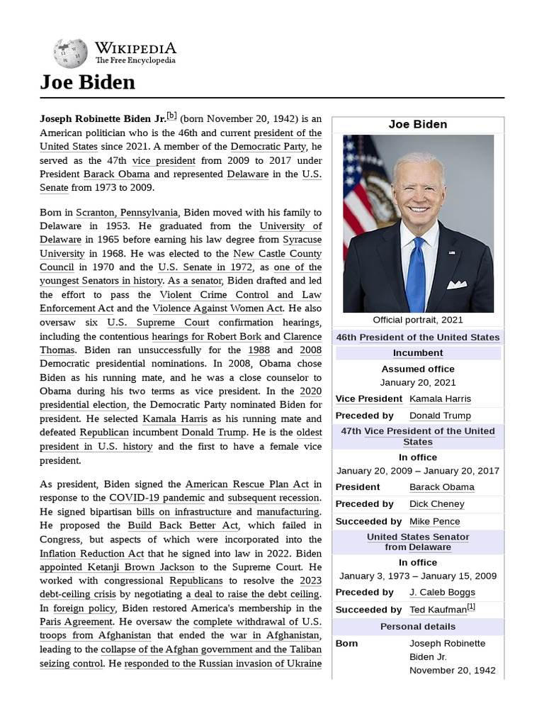 Joe Biden | PDF | Joe Biden | Federal Government Of The United States