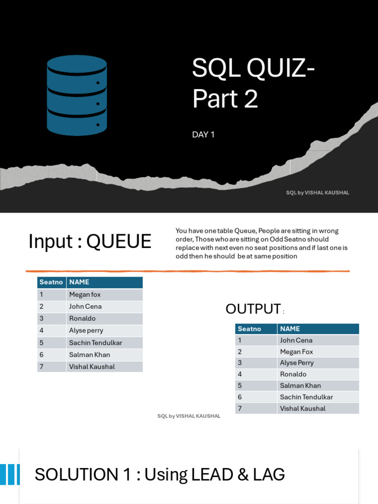 SQL Quiz Part 1 | PDF
