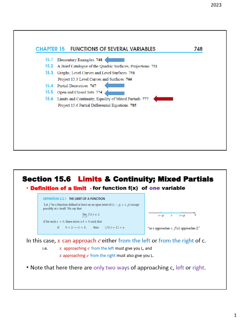 Chapter 15-6 Limits and Continuity N Mixed Partials-1-10 | PDF | Continuous Function | Function ...