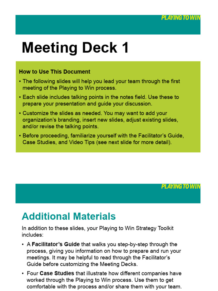 Play To Win Meeting Deck 1 | PDF | Copyright | Brand