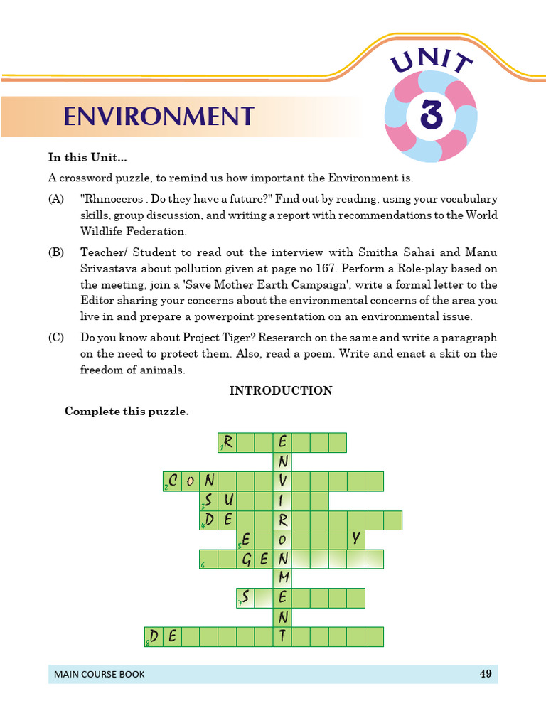 NCERT Class 9 English Main Course Book Unit 3 Environment | PDF ...