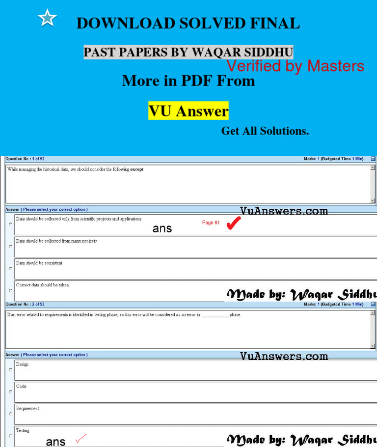 CS605 MCQs Verified by Masters | PDF | Risk | Reliability Engineering