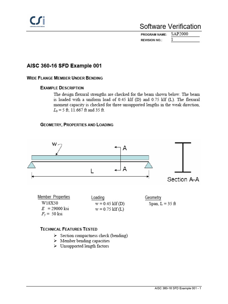 AISC 360-16 Example 001 | PDF | Bending | Beam (Structure)