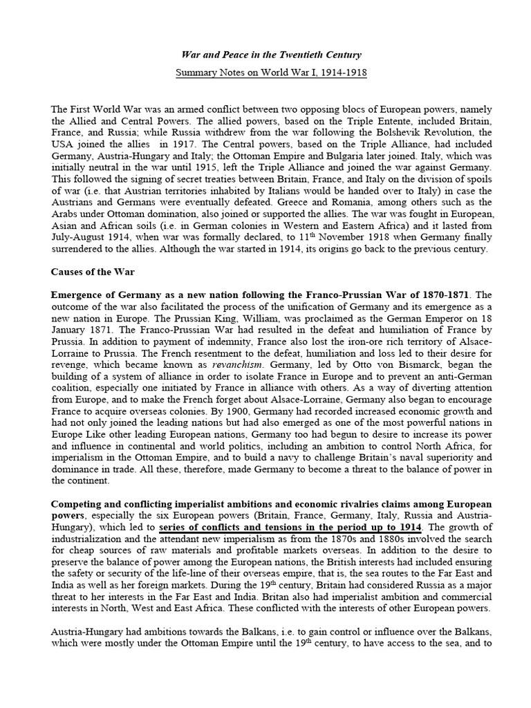 Notes On The First World War - 062133 | PDF | Allies Of World War I ...