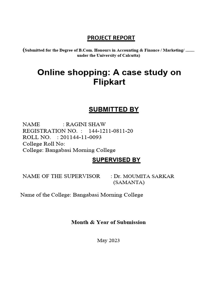 Online Shopping: A Case Study On Flipkart: Project Report | PDF | E Commerce | Online Shopping