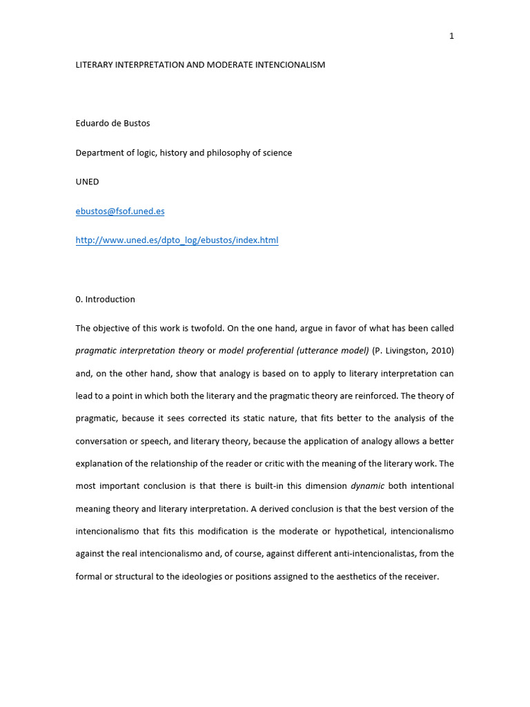 Literary Interpretation and Intentionalism | PDF | Semantics | Intention