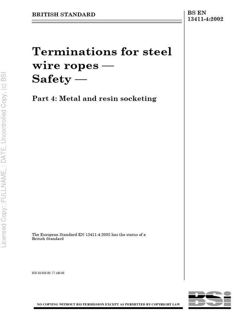 BS EN 13411-4 2004 Terminations For Wire Ropes | PDF | Rope | Metals