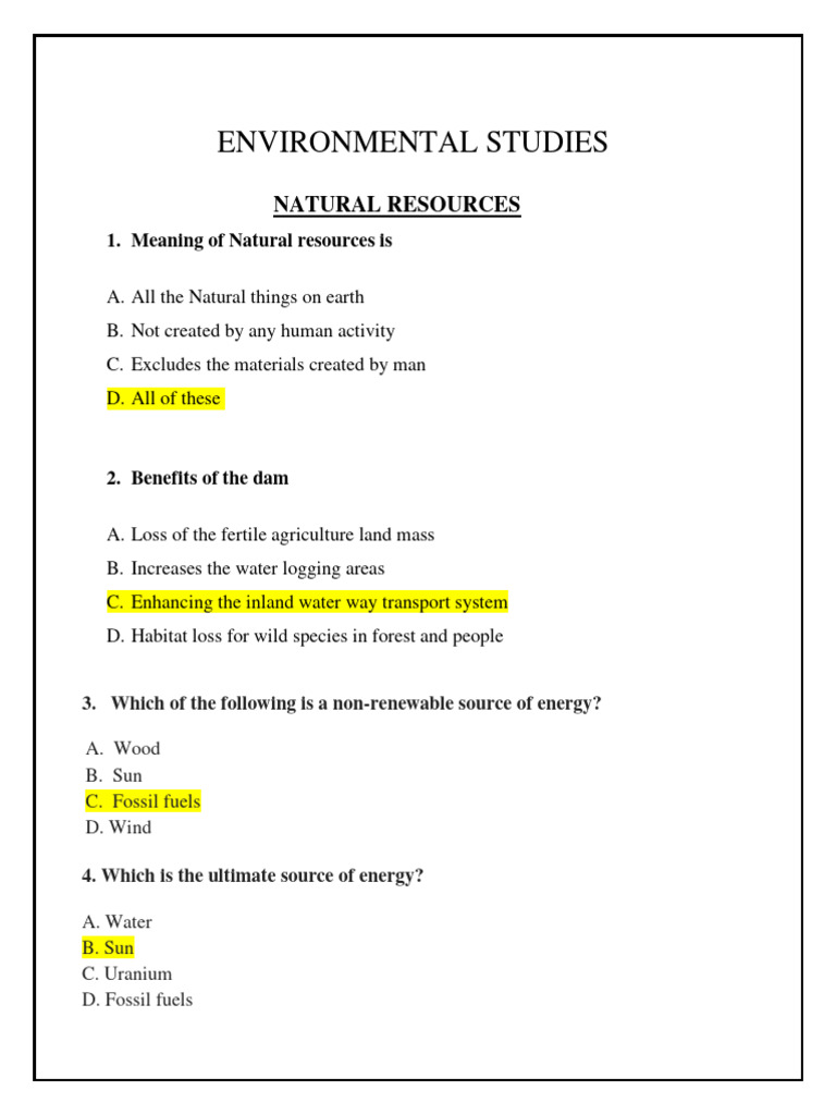 Environmental Studies (Natural and Biodiversity) | PDF | Biodiversity ...