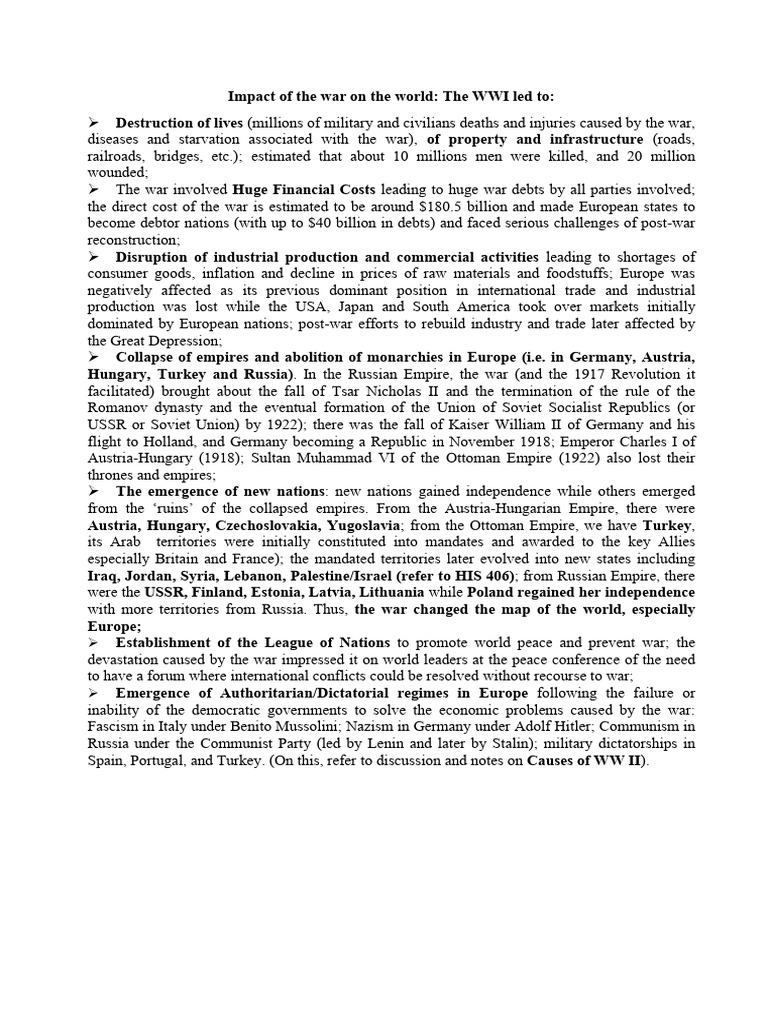 World War I's Global Impact Explained | PDF | Soviet Union | World Politics