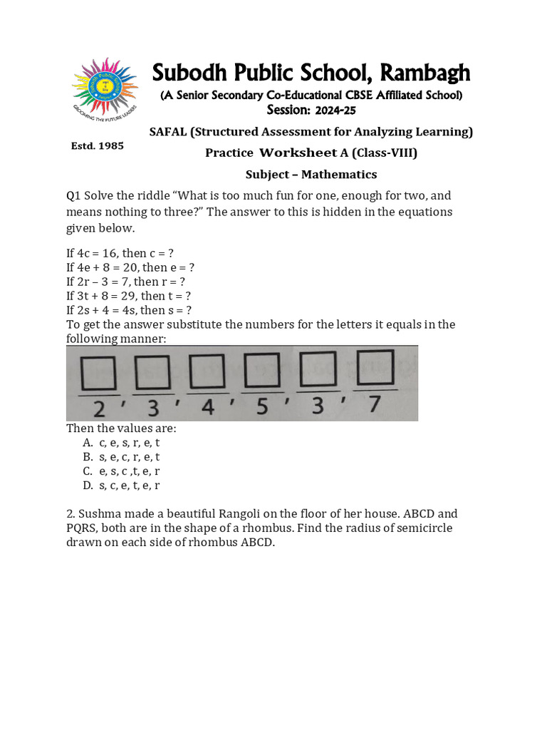 Safal Class 8 Practice Worksheet 2024 | PDF | Fertilizer