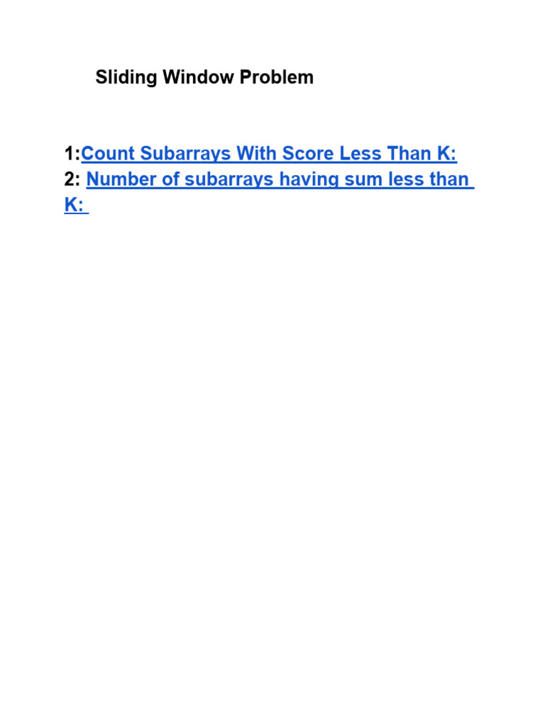 Sliding Window Problem | PDF