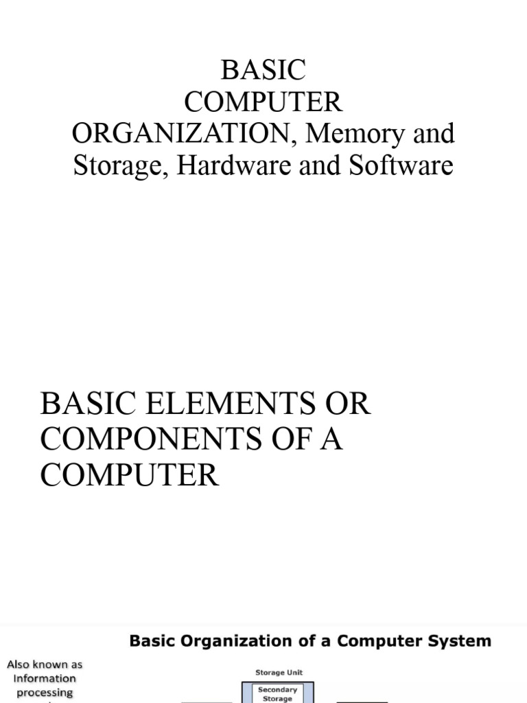 Lesson 2 - Computer Organization, Memory and Storage | PDF | Computer Hardware | Computer Data ...